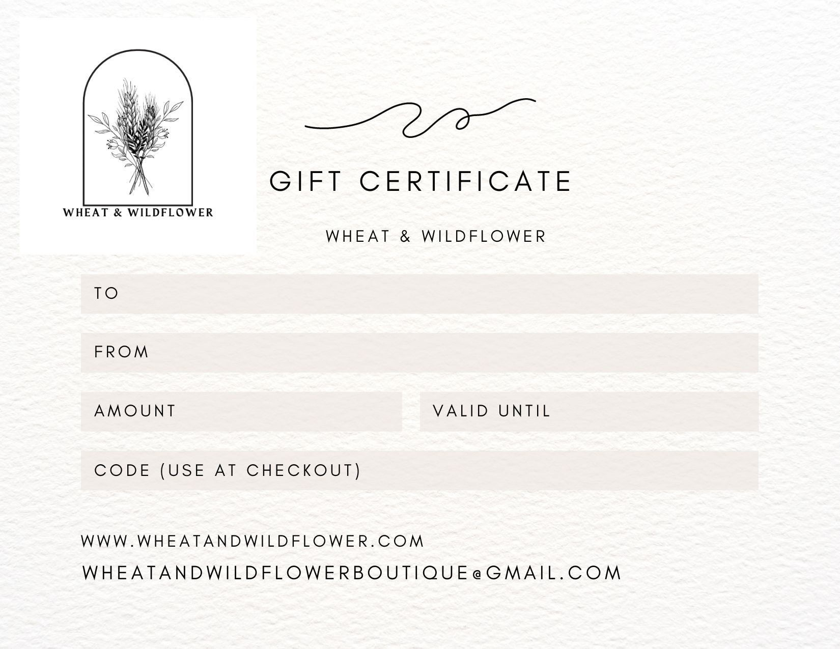 Gift Card – Wheat & Wildflower